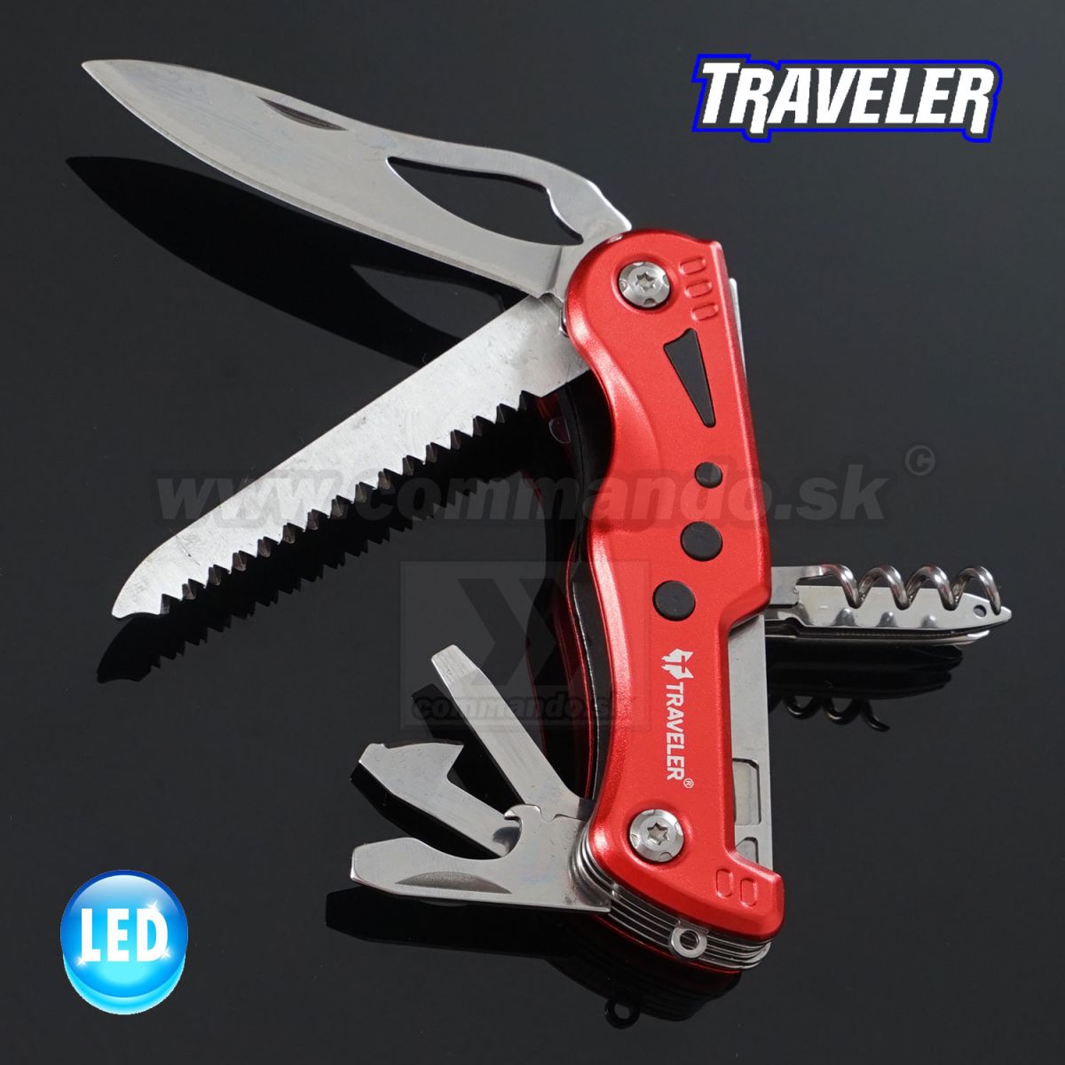 Traveler Multi náradie LED Pocket Red Multi Tool | Commando.sk