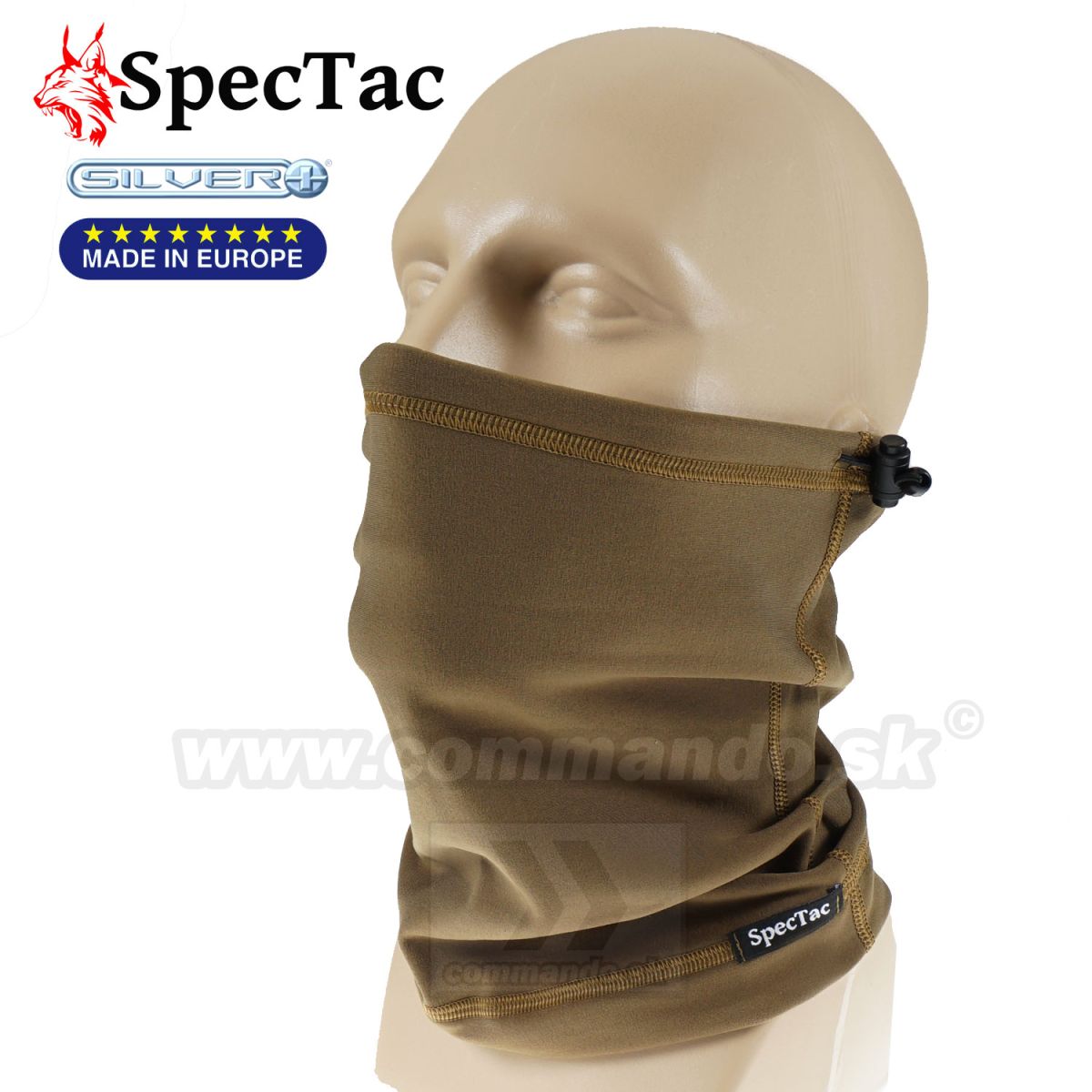 SpecTac Termoaktivna Multifunkčná šatka Bufka TAN Silver Plus | Commando.sk