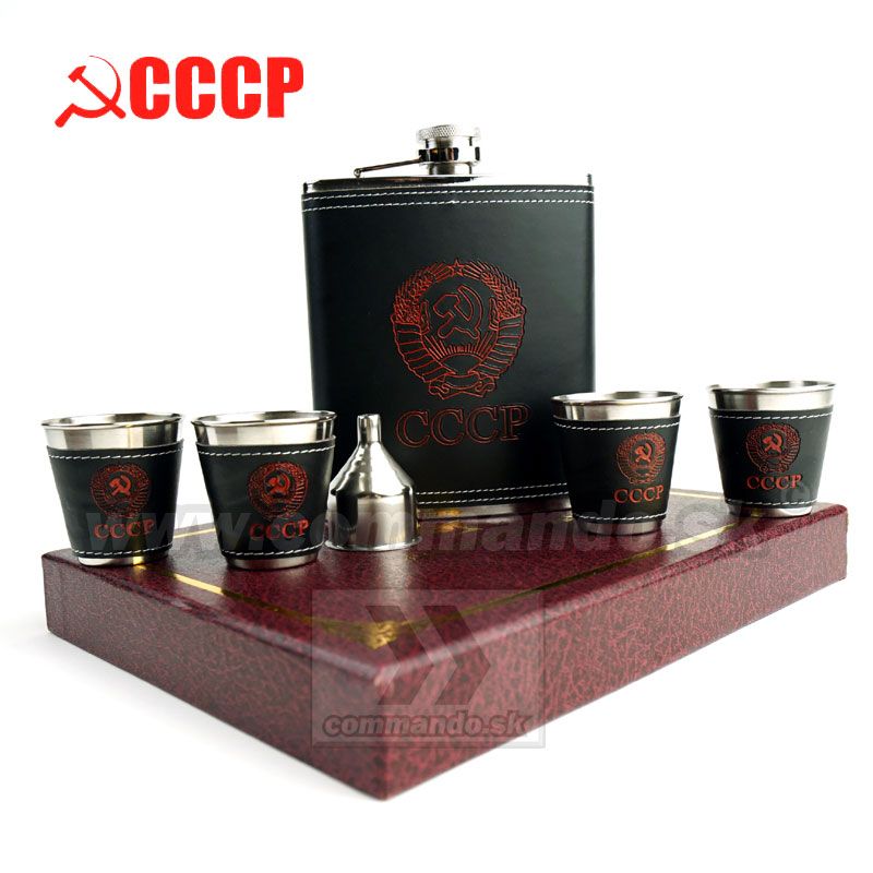 CCCP Likérka ploskačka súprava 18 Oz so 4 pohárikmi | Commando.sk