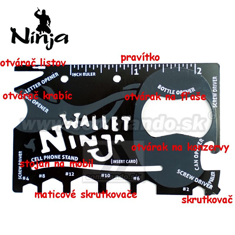 Ninja Wallet Multifunkčná karta na prežitie - Survival Card | Commando.sk