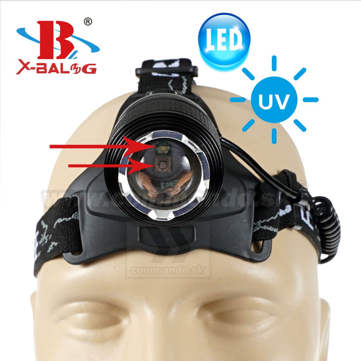 Čelovka X-Bal G High Power UV 2x18650 Headlamp | Commando.sk