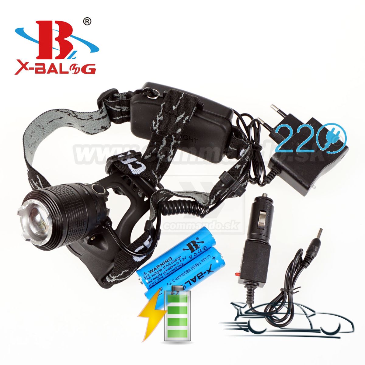 Čelovka X-Bal G High Power UV 2x18650 Headlamp | Commando.sk