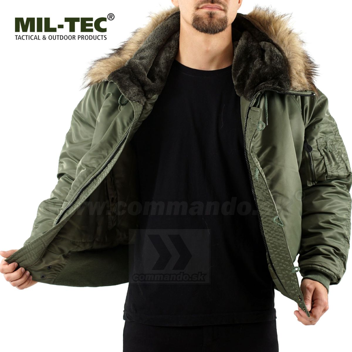 US N2B Pilot Jacket zelená bombera Basic Miltec® | Commando.sk