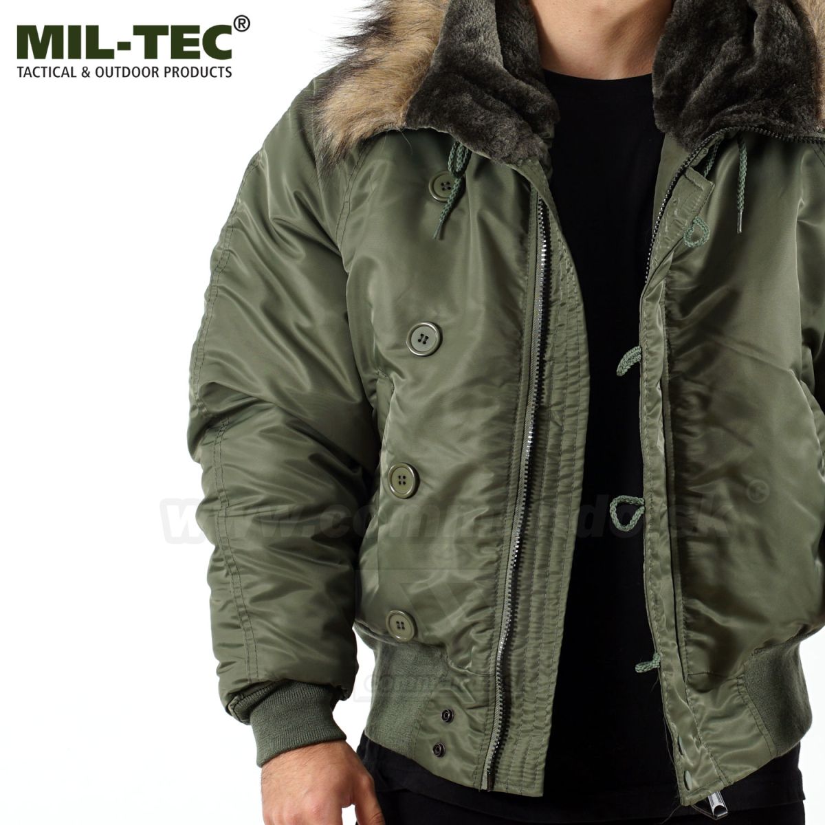 US N2B Pilot Jacket zelená bombera Basic Miltec® | Commando.sk