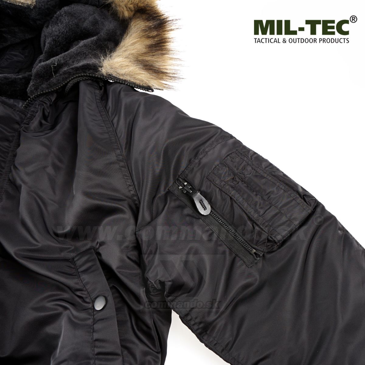 US N2B Pilot Jacket čierna bombera Basic Miltec® | Commando.sk