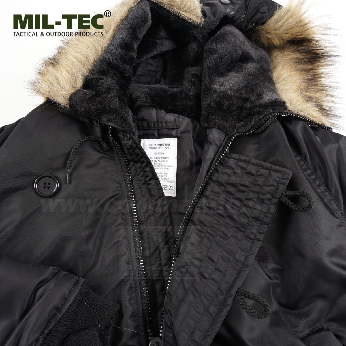 US N2B Pilot Jacket čierna bombera Basic Miltec® | Commando.sk