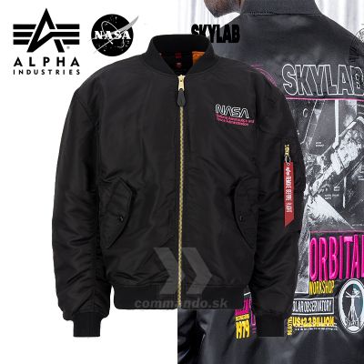 Alpha Industries Bunda MA-1 NASA Skylab black/magenta | Commando.sk