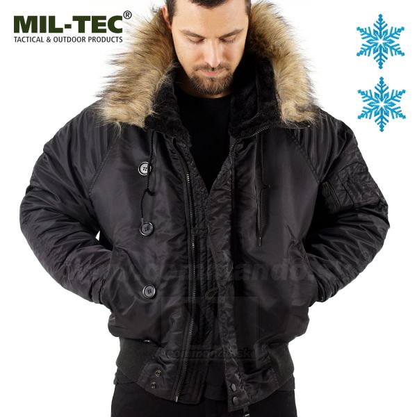 US N2B Pilot Jacket čierna bombera Basic Miltec® | Commando.sk